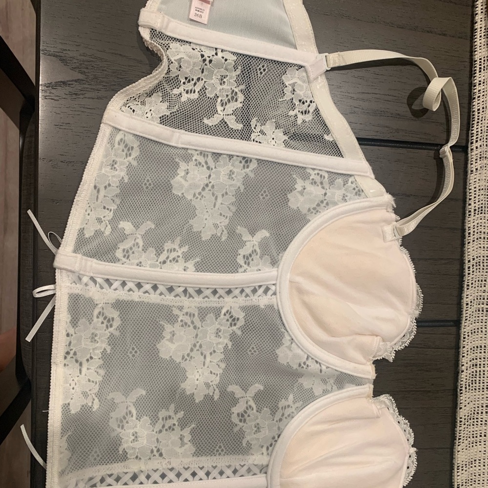 Vintage Victoria Secret Vs Lace Corset White 36b Earl Gem